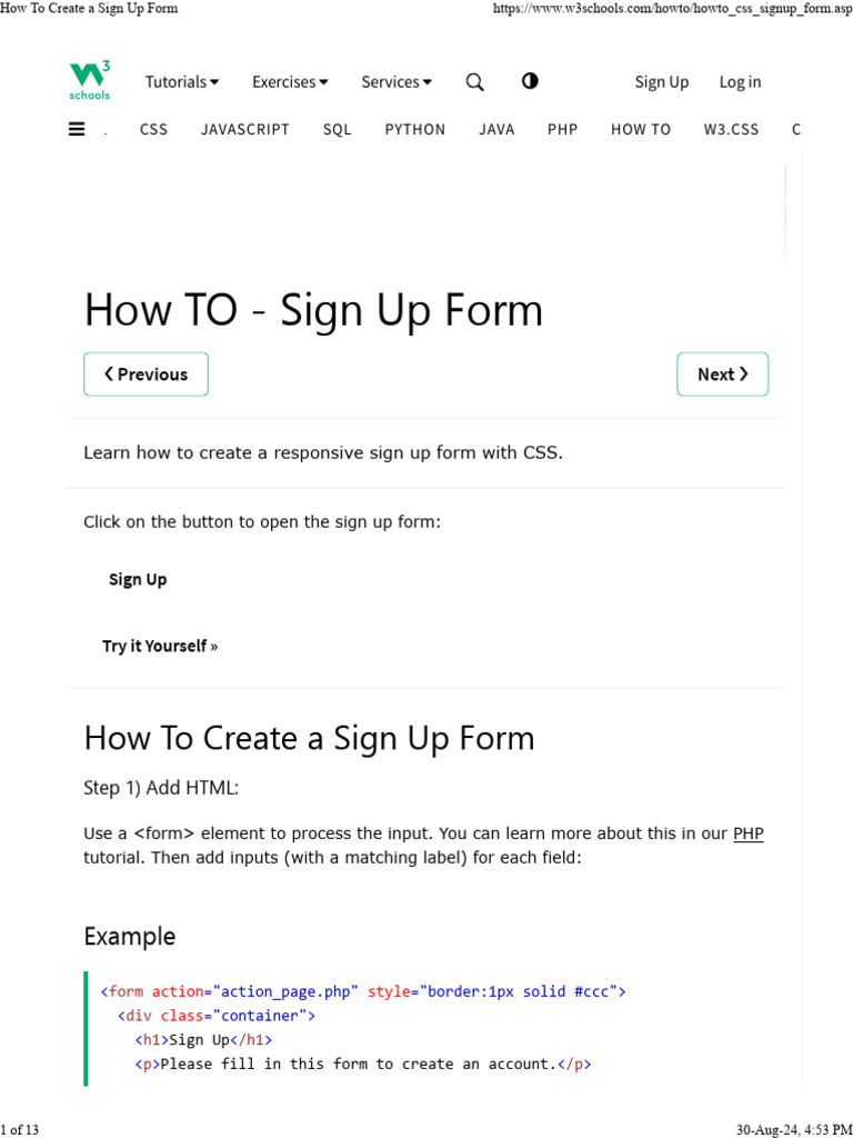 How To Create A Sign Up Form | PDF | Bootstrap (Front End Framework) | J Query