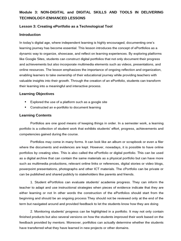 Enhancing Teacher ePortfolios with Tools | PDF | Learning | Experience