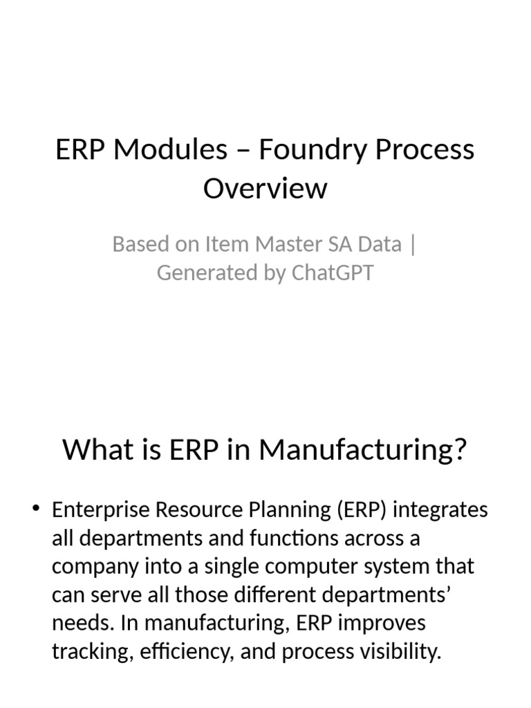 ERP Modules for Foundry Processes | PDF | Enterprise Resource Planning ...