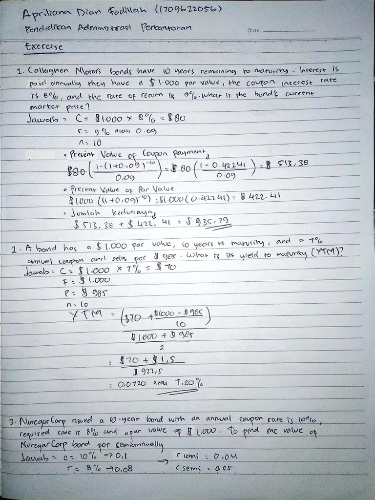 Apriliana Dian Fadillah 1709622056 Obligasi | PDF