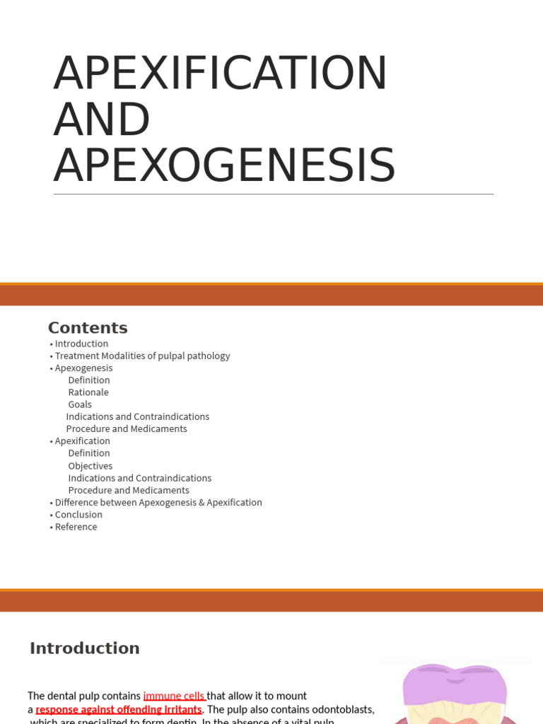 Apexification and Apexogenesis | PDF | Dentistry | Dentistry Branches