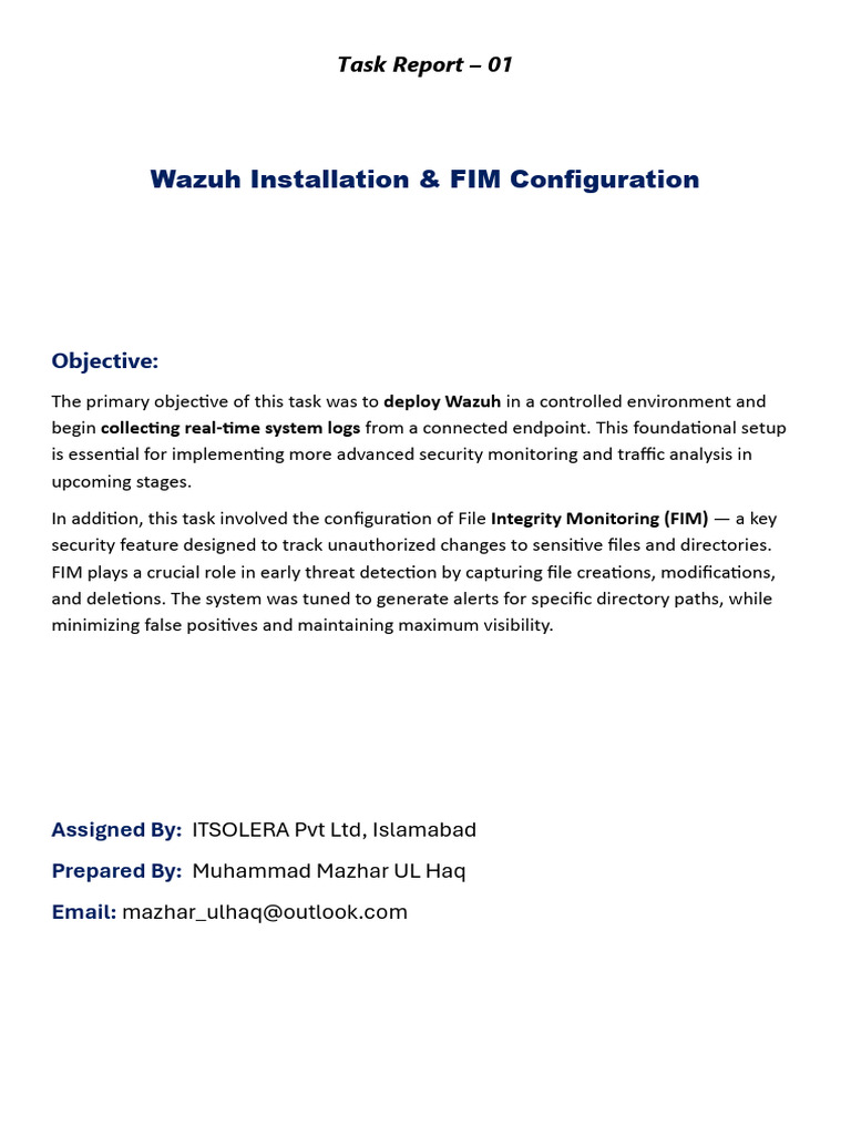 Wazuh Installation & FIM Monitoring | PDF | Virtual Machine | Computer Network
