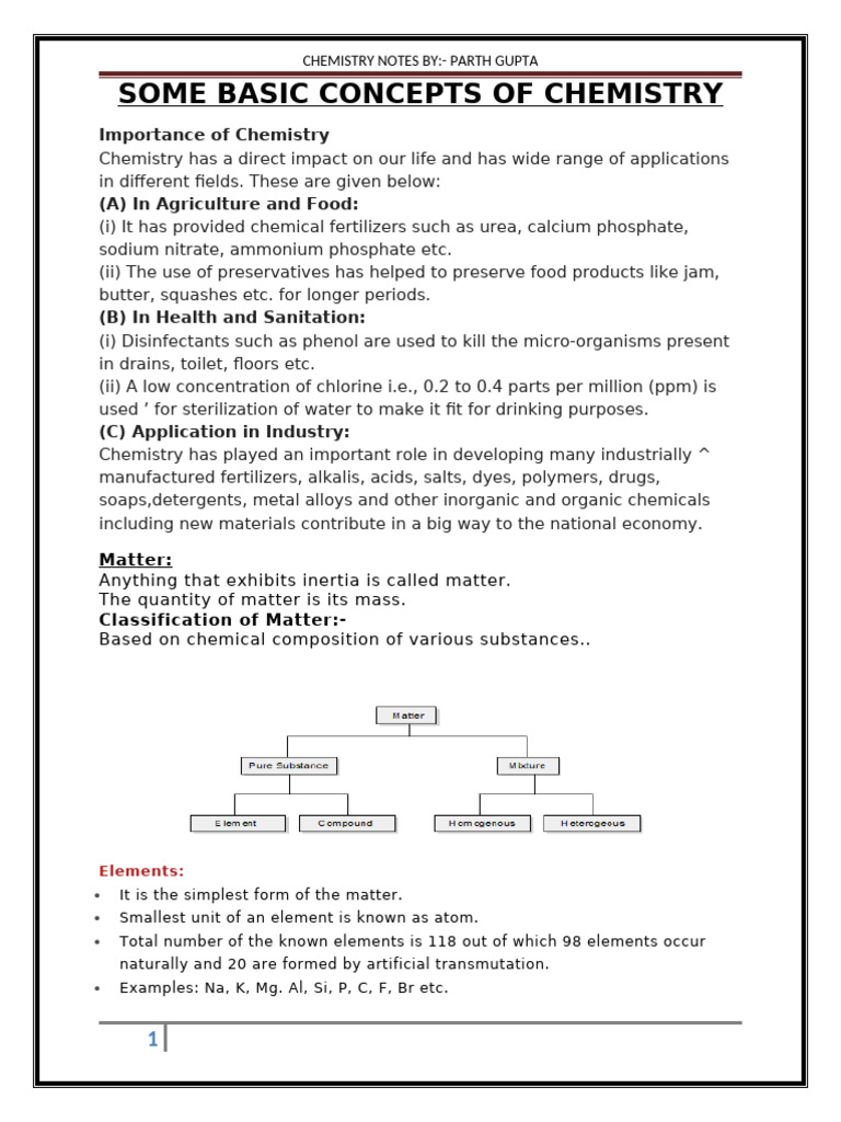 Class 11 Chemistry Notes | PDF | Mole (Unit) | Molecules