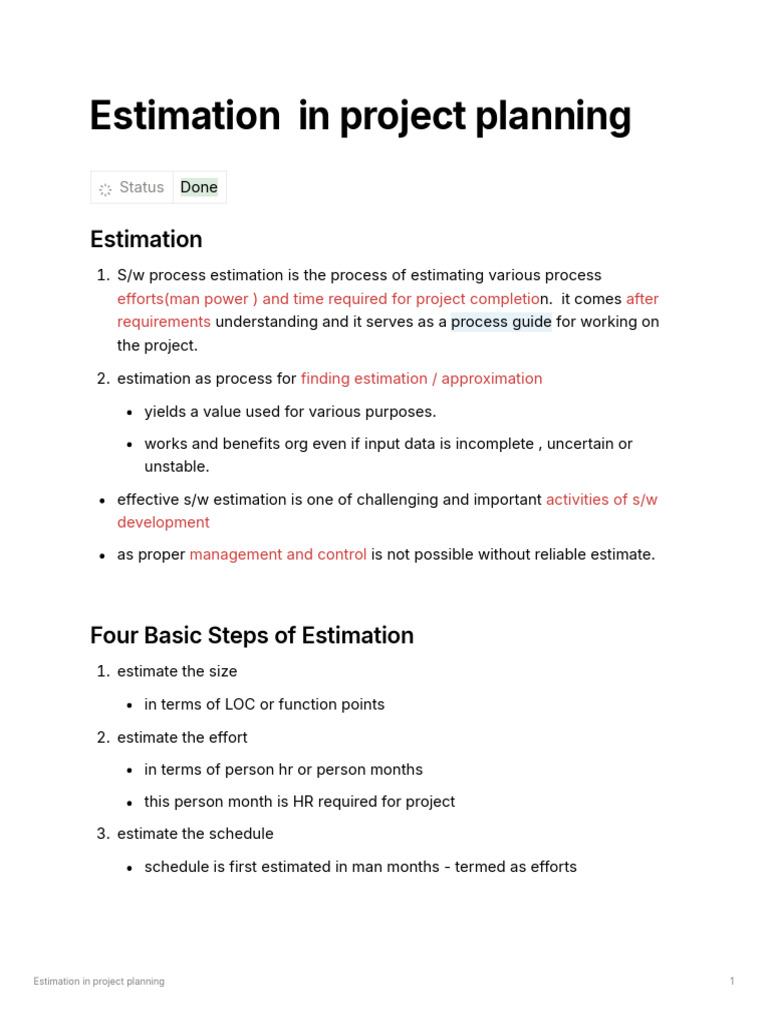 Project Estimation Techniques Overview | PDF | Parameter (Computer ...