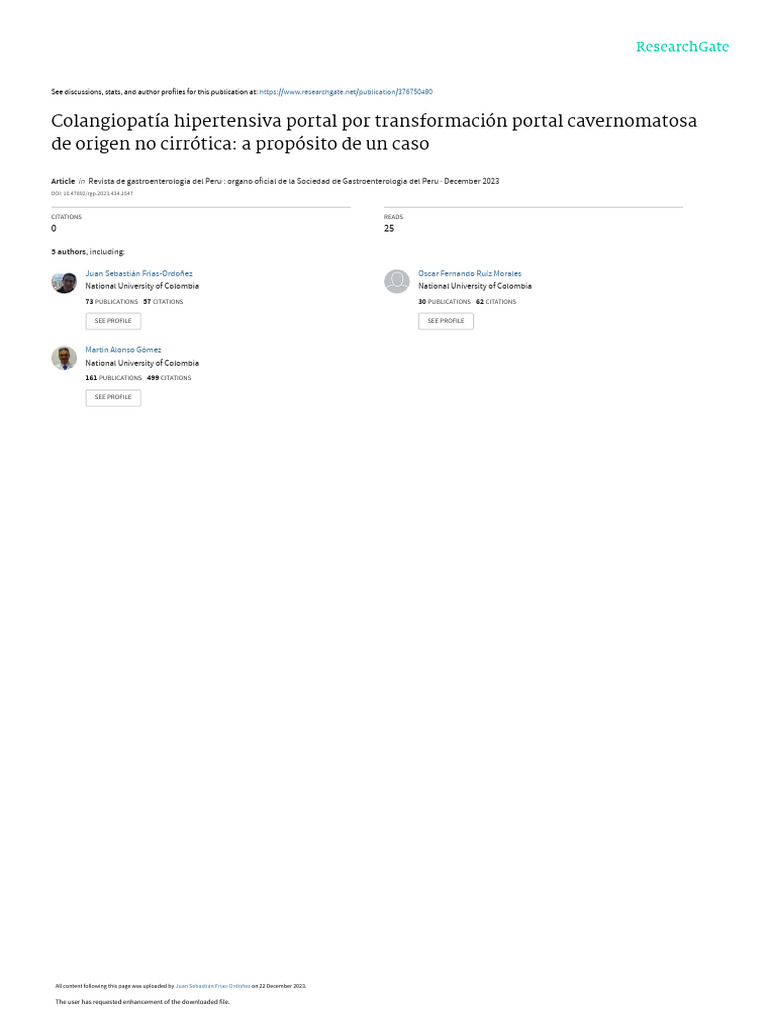 Colangiopatía Hipertensiva Portal Por Transformación Portal ...