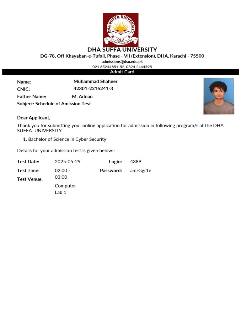 Dsu Admit Card PDF | PDF
