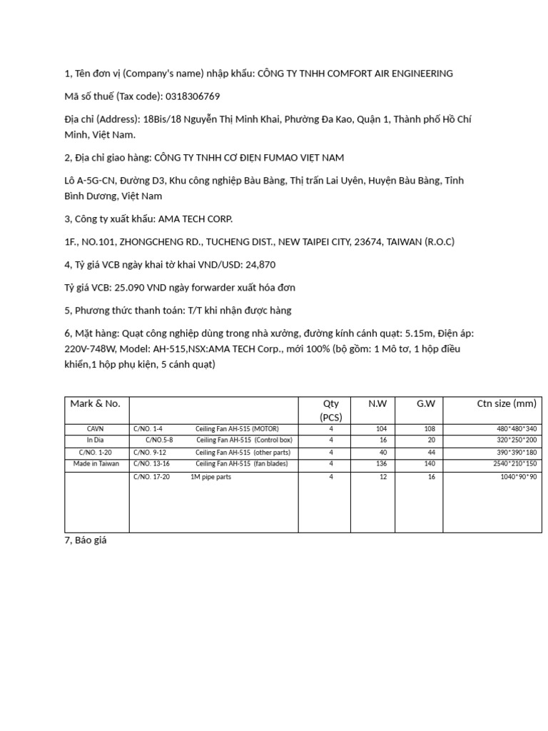 Thông Tin Lô Hàng | PDF