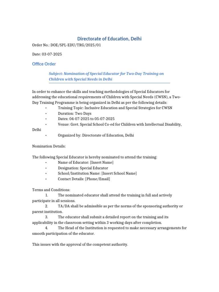 DOE Special Educator Training Order | PDF