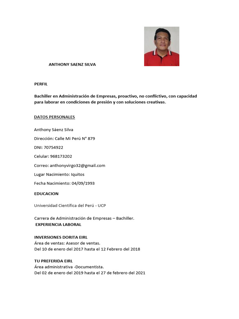 CV Anthony Saenz | PDF
