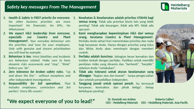 Safety Key Messages From The Management HM | PDF