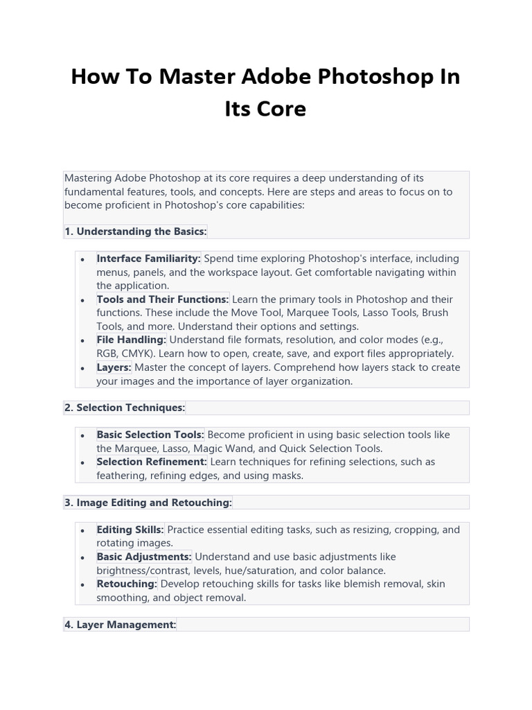 Mastering Core Adobe Photoshop Skills | PDF | Adobe Photoshop ...