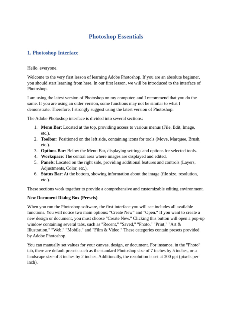 Adobe Photoshop Essentials | PDF | Adobe Photoshop | Color