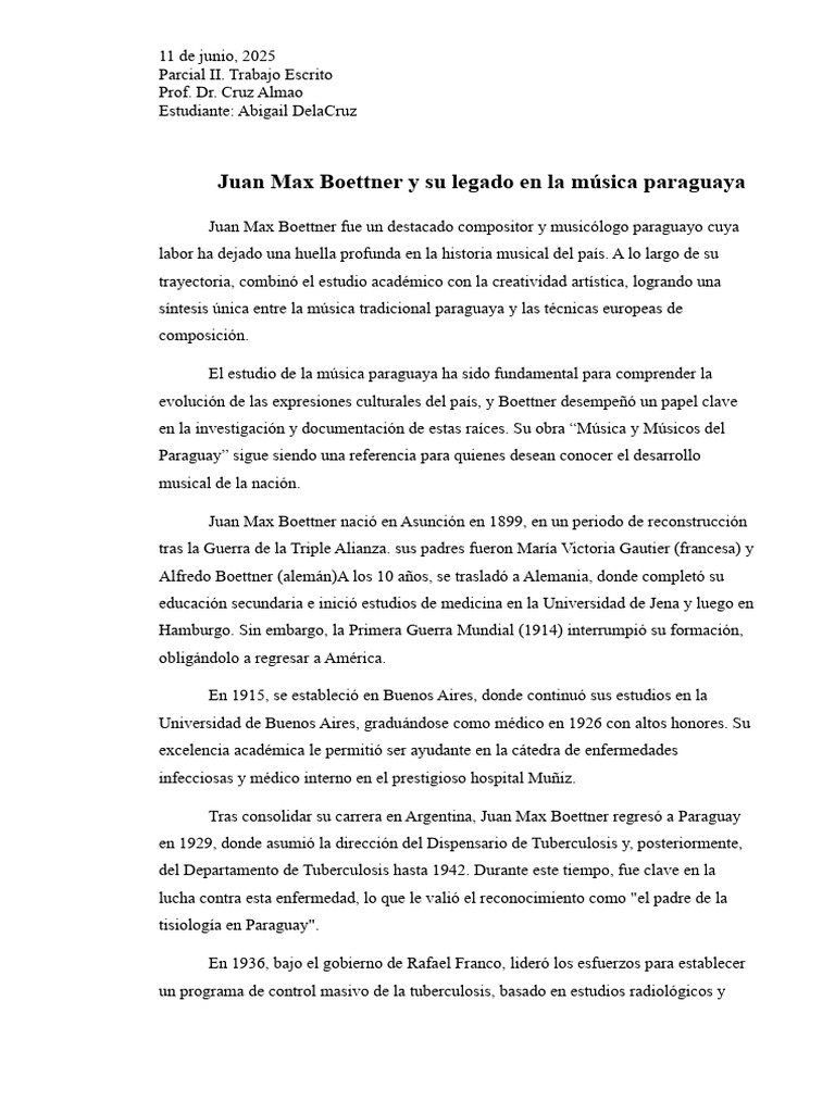 Legado de Juan Max Boettner en Paraguay | PDF | Musicología