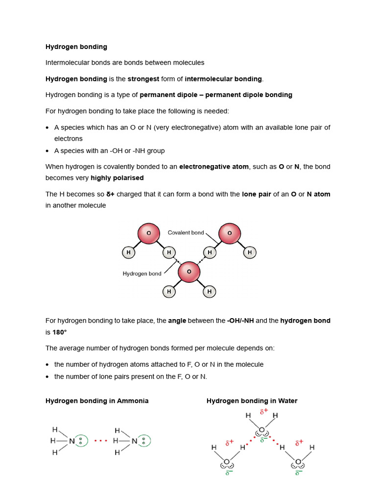 Intermolecular Forces, Electronegativity & Bond Properties | PDF | Intermolecular Force ...