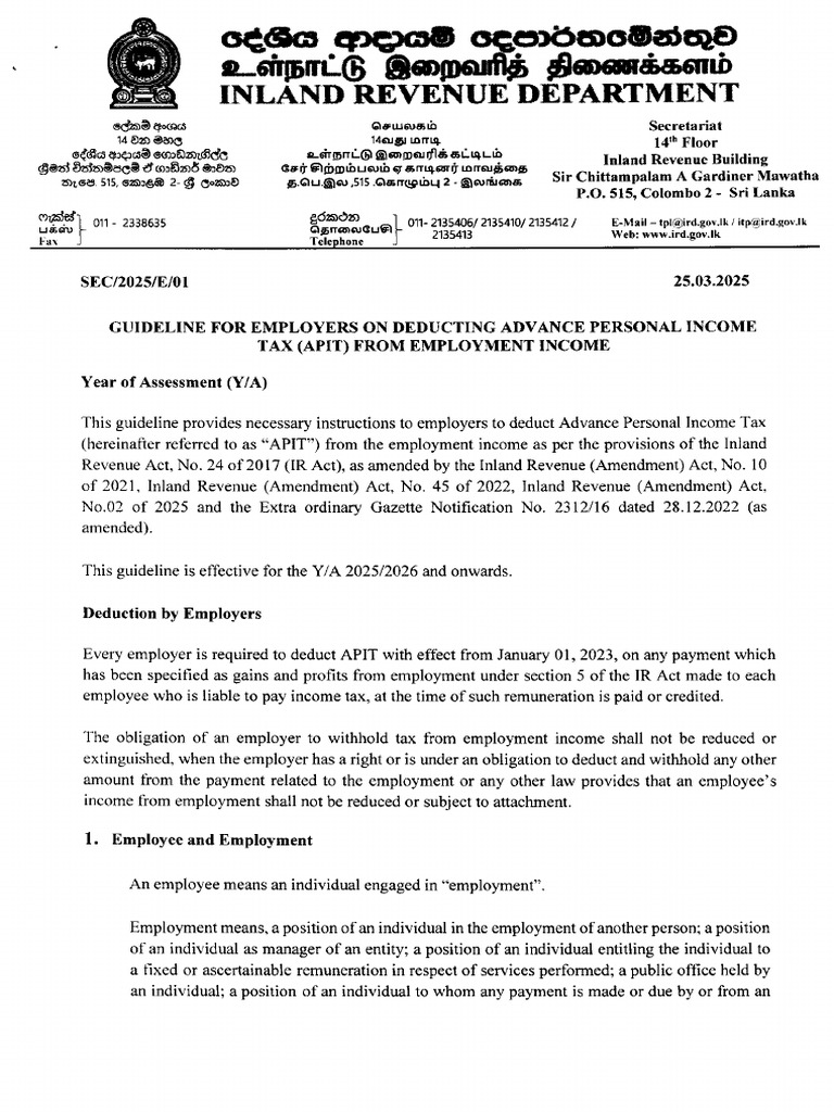 Final APIT Document | PDF | Taxes | Employment