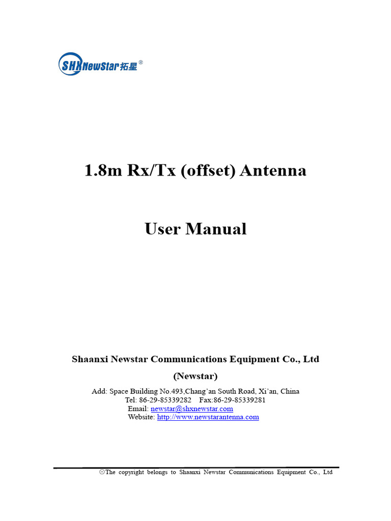 1.8m KA VSAT Antenna User Manual | PDF | Antenna (Radio) | Screw