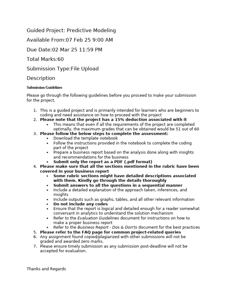 Project Description and Mark Split | PDF | Regression Analysis | Linear ...