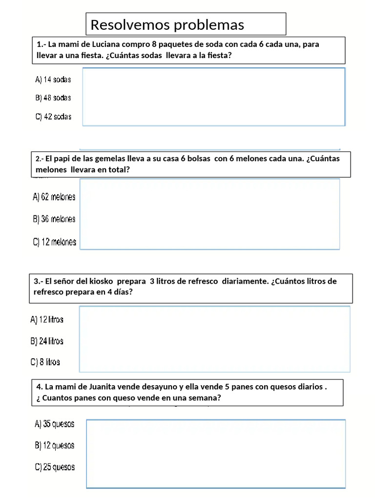 Problemas de Multiplicacion Con Suma Repetitiva | PDF