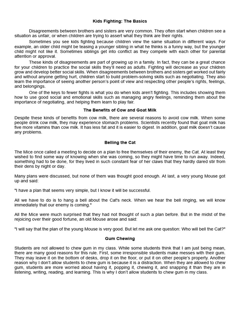 G10 Q1W2 Reading Selections | PDF | Sibling | Goat