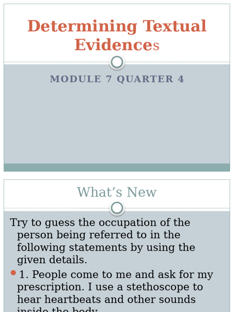 Determining Textual Evidences 2 | PDF | Cognition