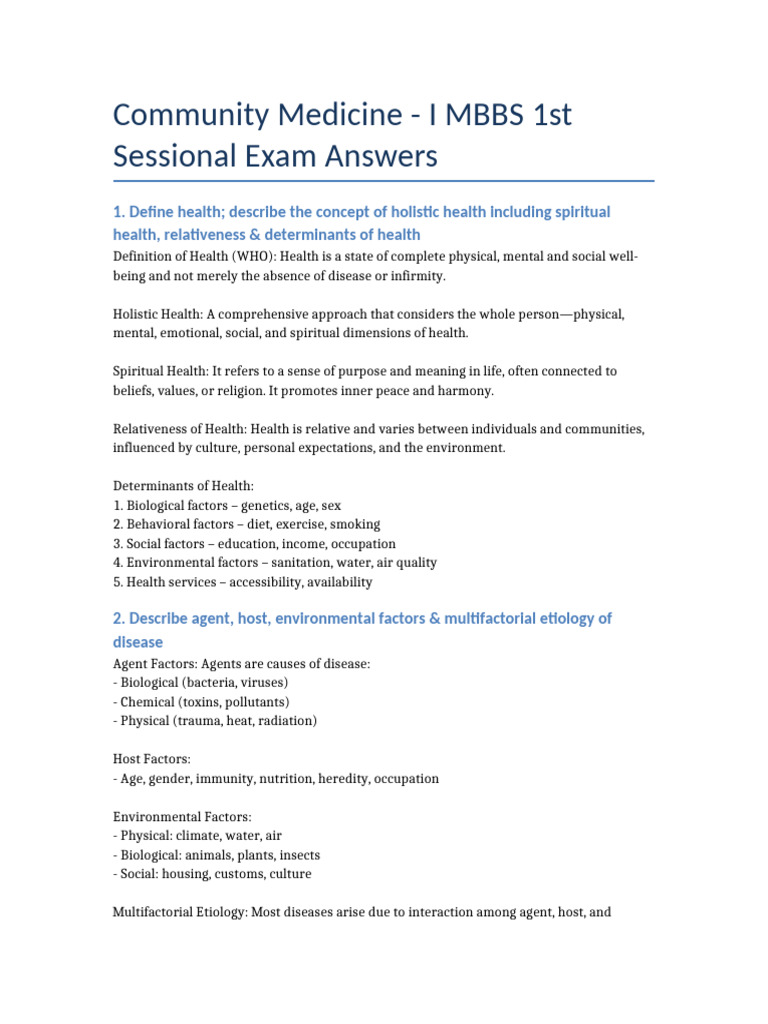 Community Medicine 1st Sessional Answers Regenerated | PDF | Mortality ...