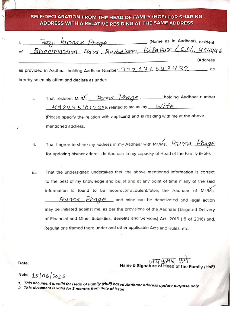 PDF Self Declaration | PDF