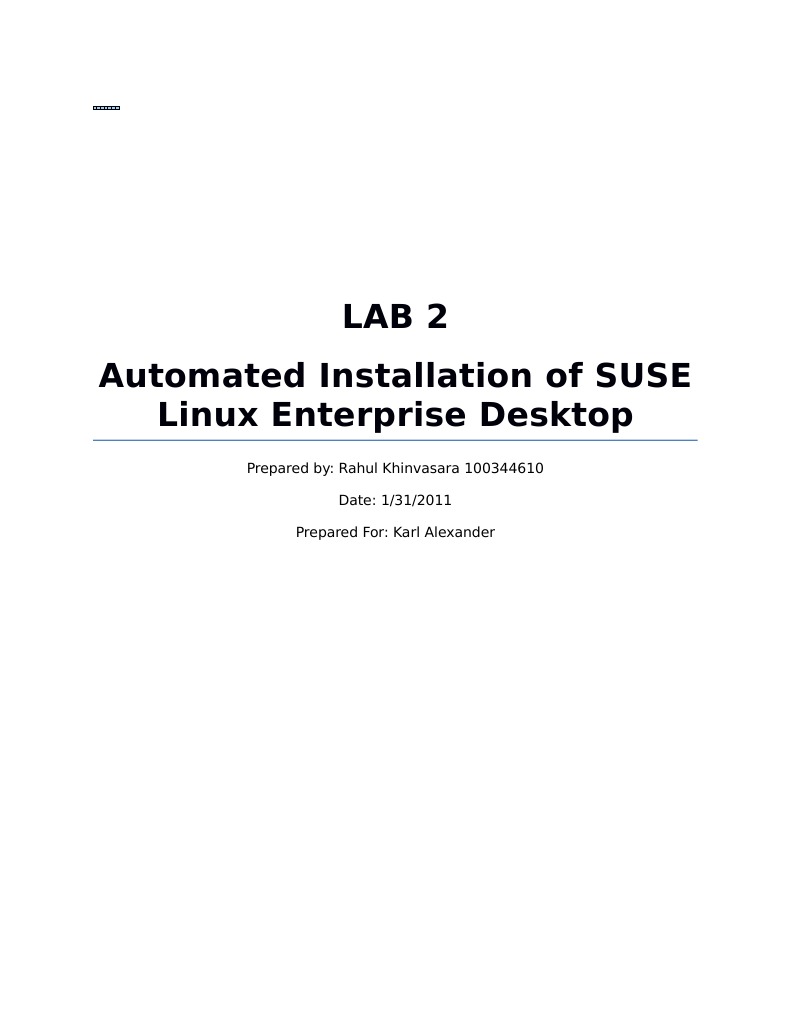 Lab 2 Automated Installation of SUSE Linux Enterprise Desktop | PDF