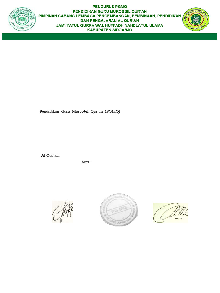 SURAT PGMQ Pemberitahuan Libur Idul Adha 2025 (1) | PDF