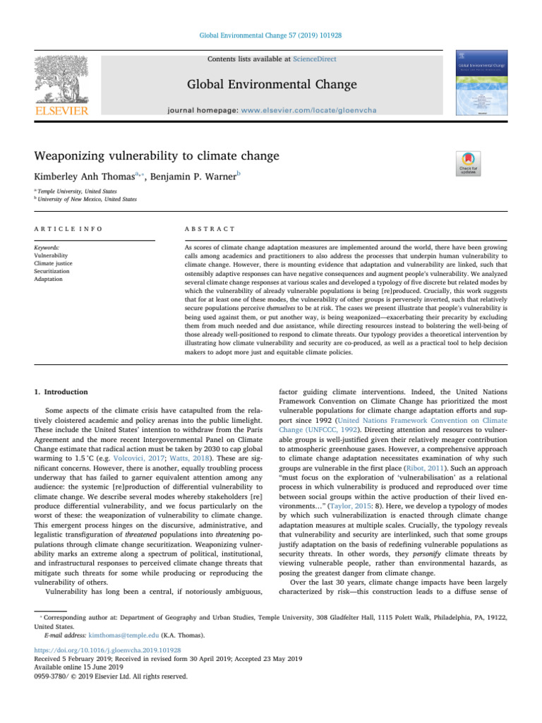 Weaponizing Vulnerability To Climate Change | PDF | Climate Change | Sea Level Rise