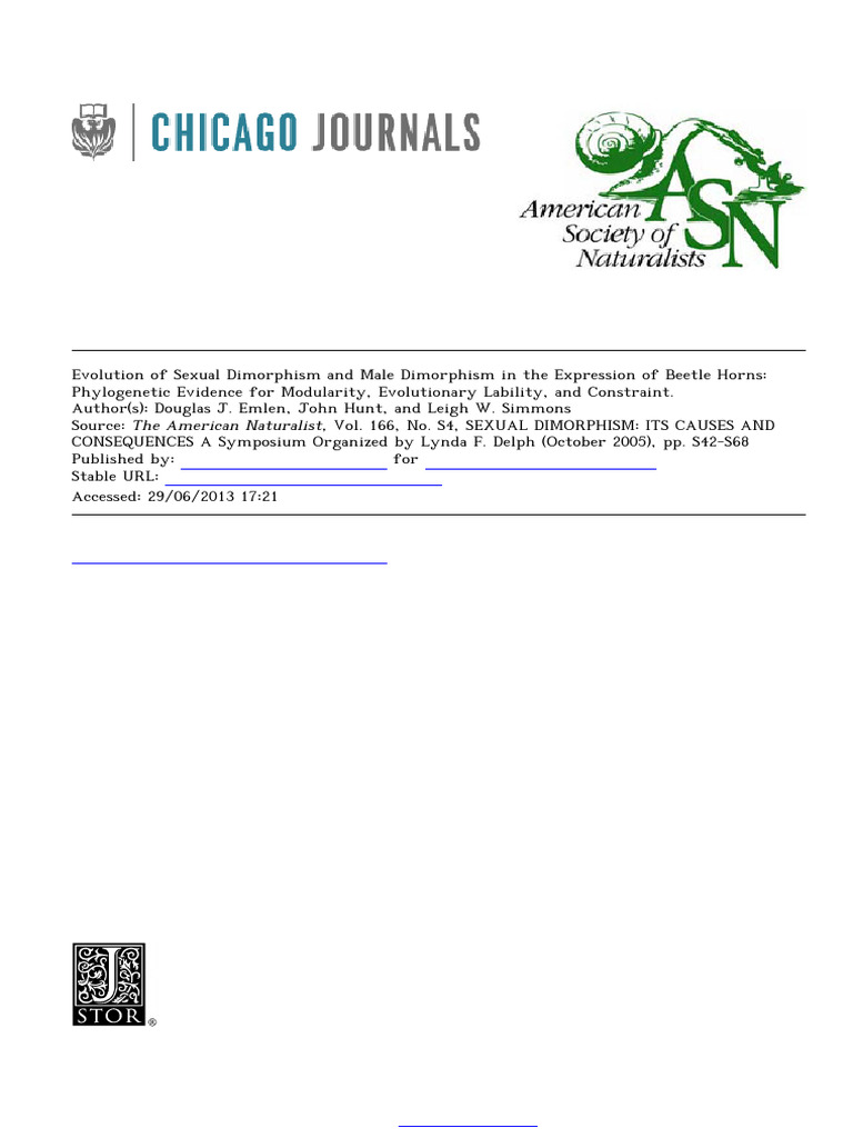 Beetle Horn Dimorphism Evolution Study | PDF | Hormone | Sexual Dimorphism