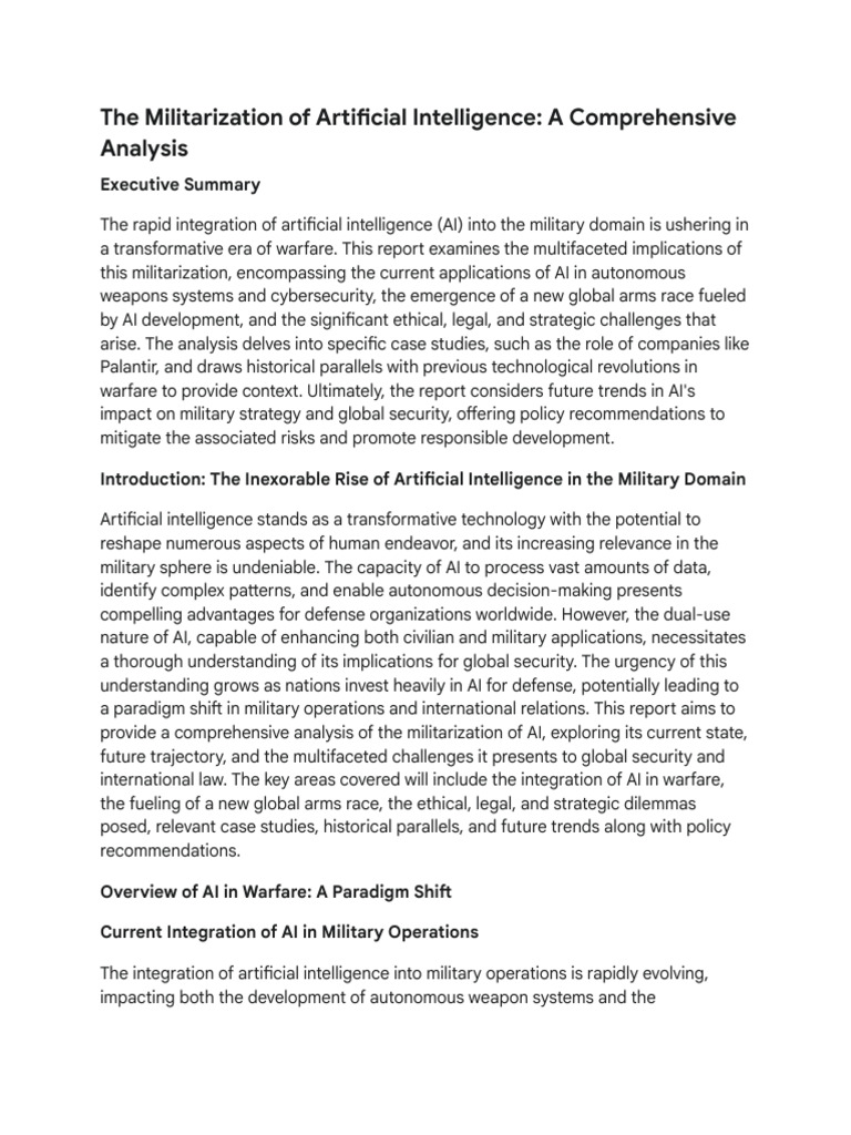 AI's Role in Modern Military Warfare | PDF | Artificial Intelligence ...