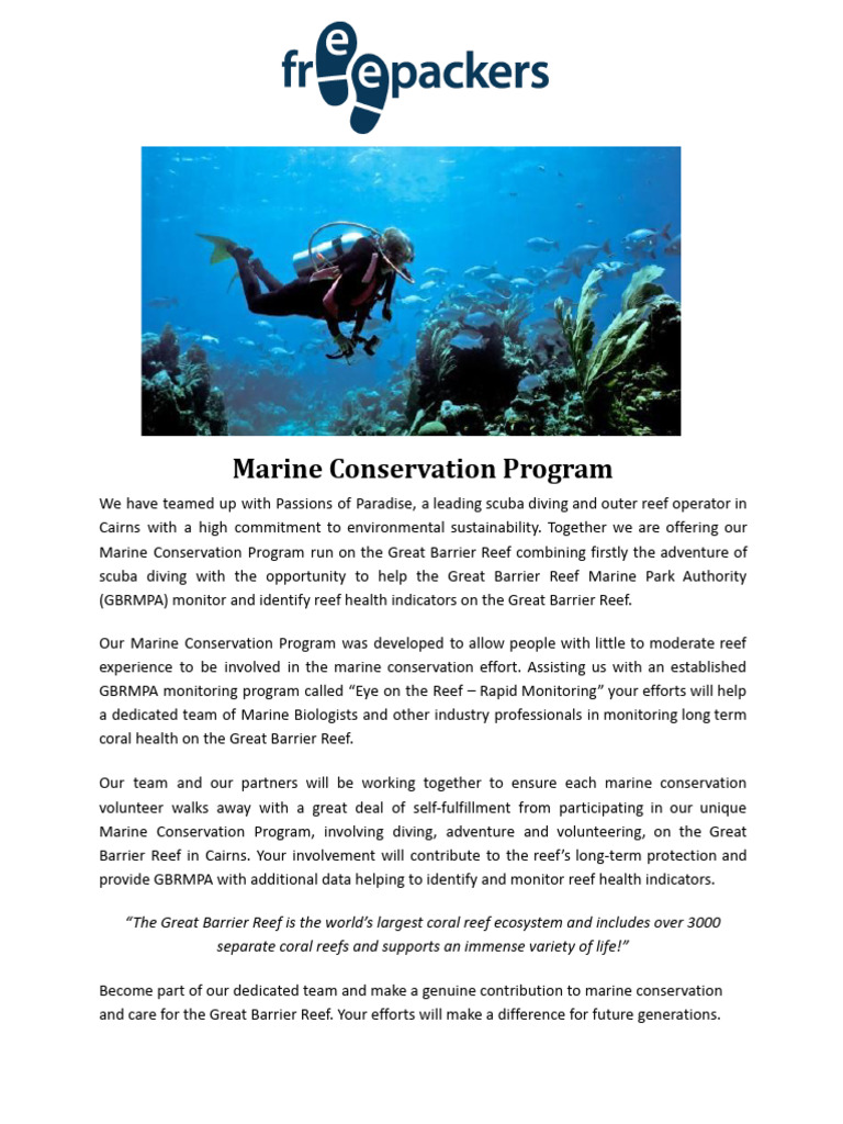 Marine Conservation Diving Program | PDF | Scuba Diving | Coral Reef