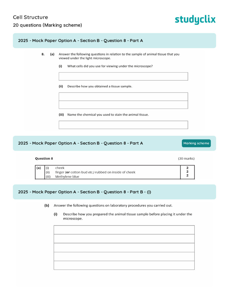 Cell Structure Questions With Marking-Scheme-2 | PDF | Qualifications ...