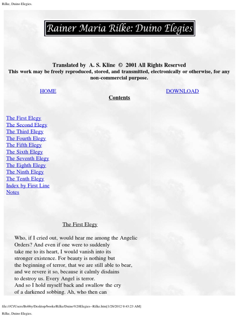 Duino Elegies Rilke Pdf Rainer Maria Rilke