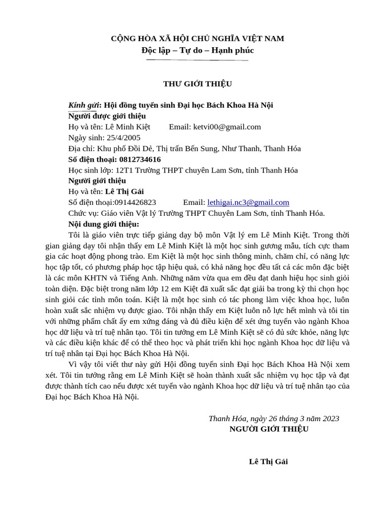 Thu Gioi Thieu Hoc Sinh Vao ĐH Bach Khoa 1 4 | PDF