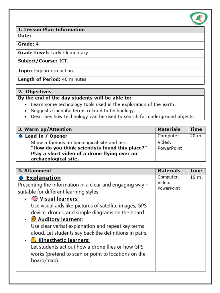 ICT Lesson Plan: Exploring Technology Tools | PDF | Lesson Plan | Cognition