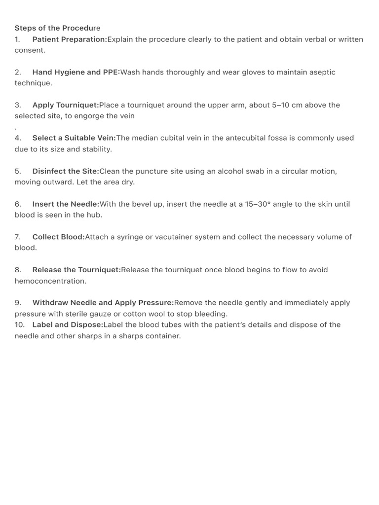 Steps of The Procedure | PDF
