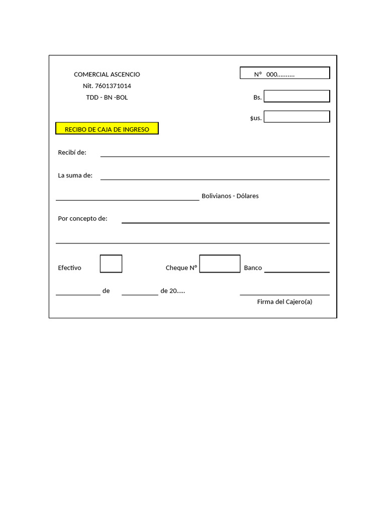 Recibo de Ingreso de Caja | PDF