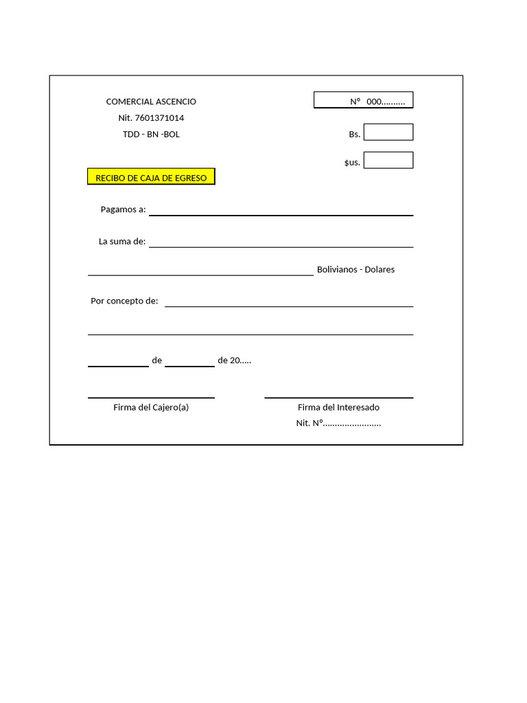 Recibo de Egreso | PDF