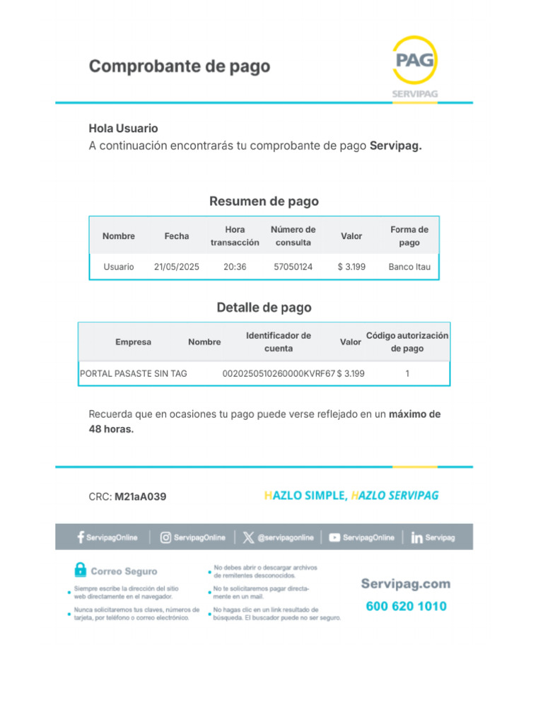 Comprobante de Pago | PDF