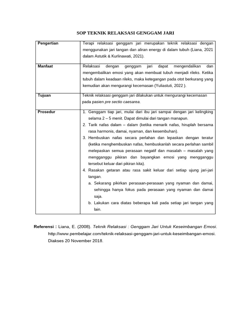 Teknik Relaksasi Genggam Jari untuk Kecemasan | PDF