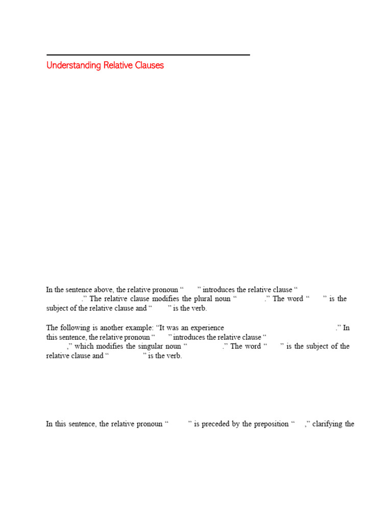 Understanding Relative Clauses | PDF | Pronoun | Clause