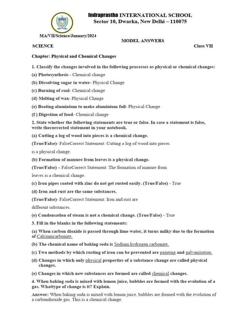 Physical and Chemical Changes Explained | PDF | Rust | Chemical Substances