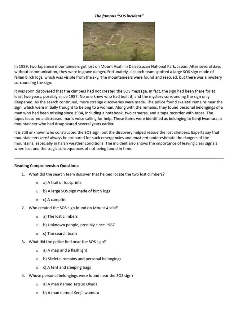 The Famous Sos Incident Reading | PDF