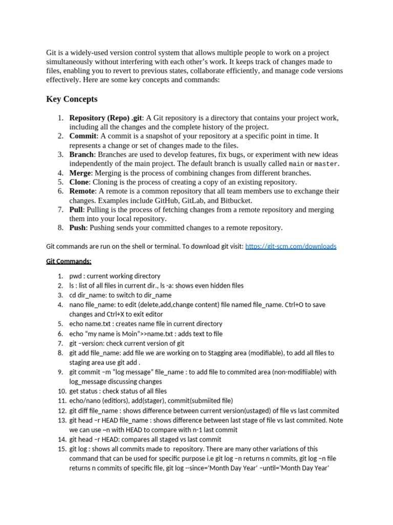 Essential Git Commands and Concepts | PDF | Filename | System Software