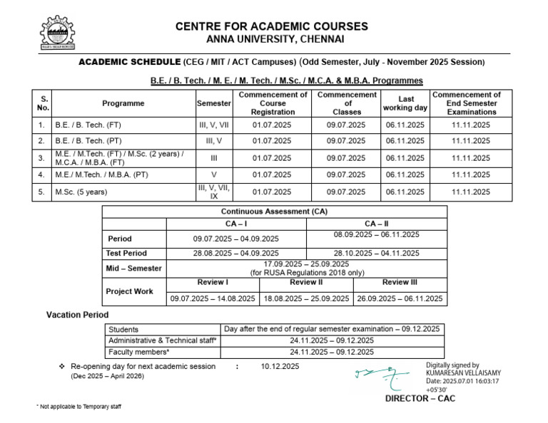 Anna University 2025 Exam Schedule | PDF | Higher Education | Career ...
