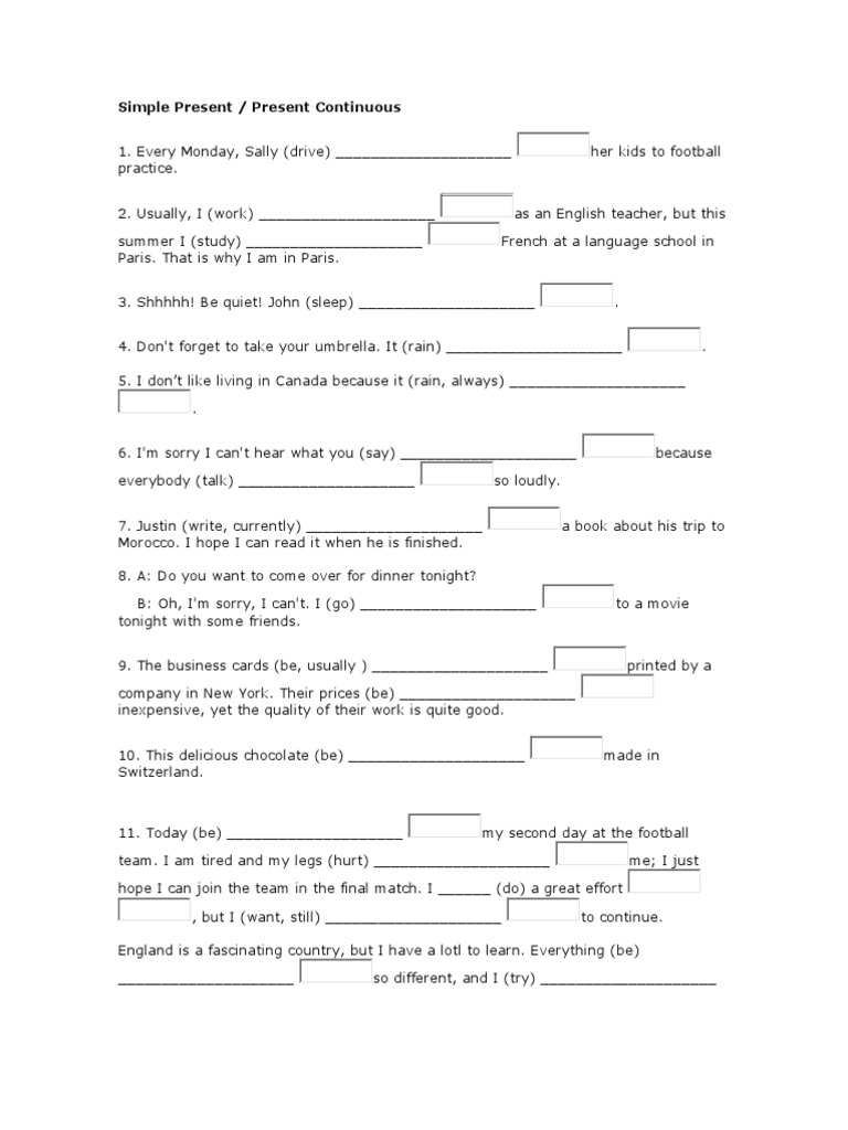 Simple Tenses Exercise | PDF | Leisure