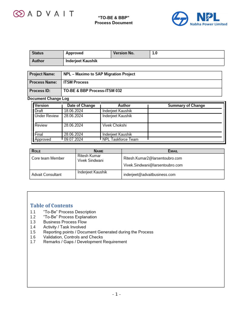 Aman To-Be & BBP Process-Itsm | PDF | Information Technology Management ...
