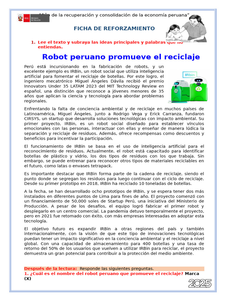 F.ref. Comu Robot Ayuda Al Reciclaje 933623393 | PDF | Reciclaje | Residuos