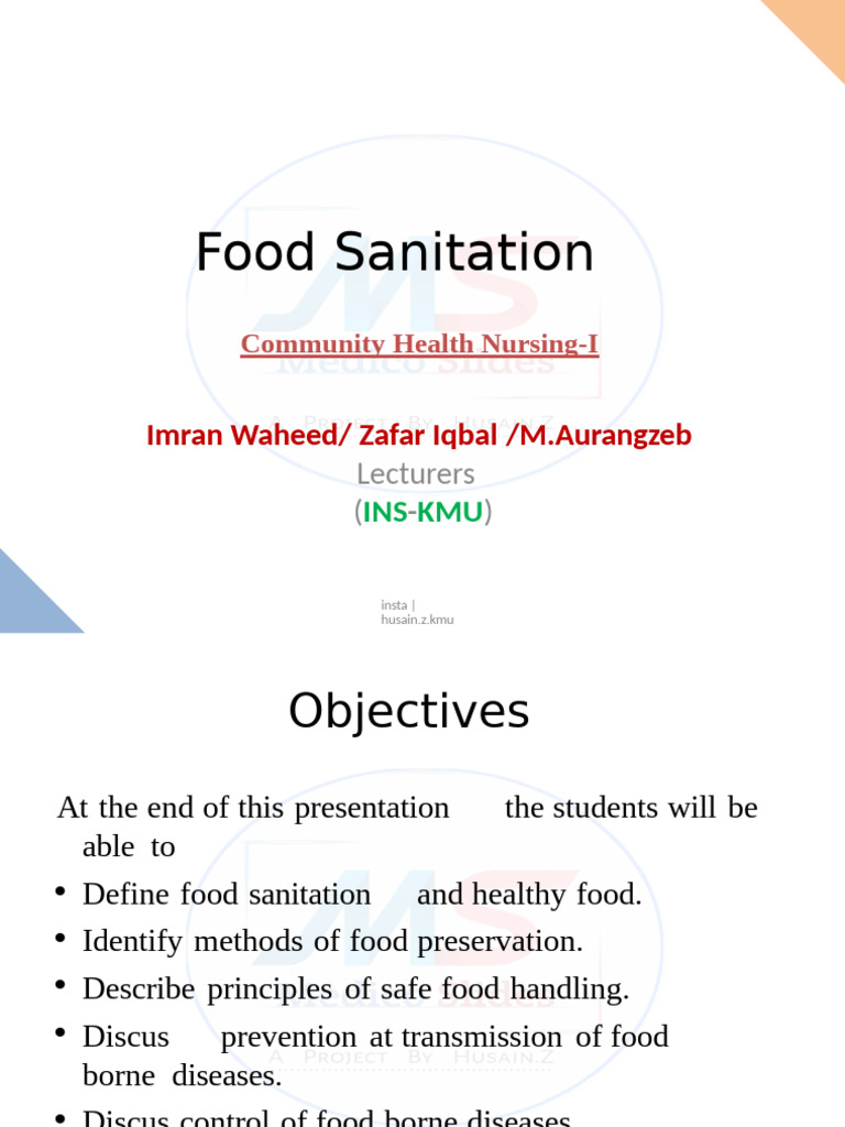 Unit 5 (D) Food Sanitation YT Insta Medico Slides | PDF | Food ...